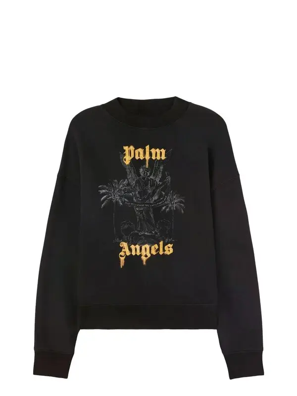 Palm Angels Logo-print Cotton Sweatshirt - Black