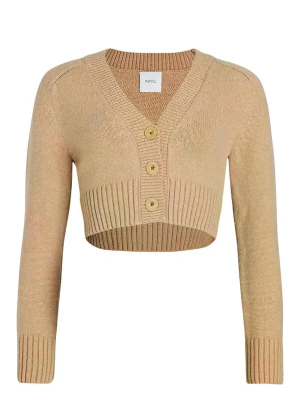 PATOU Wool-cashmere Cropped Cardigan - Neutrals