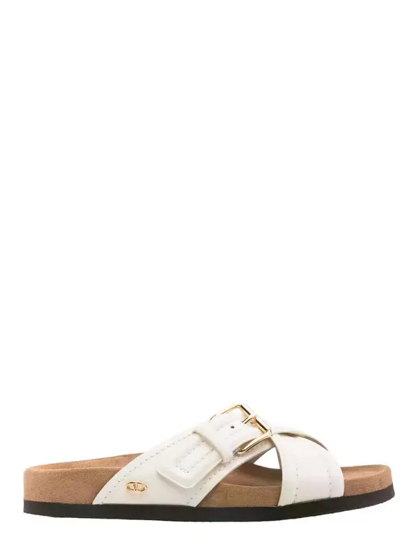 Valentino Garavani Vlogo Leather Slides - Neutrals
