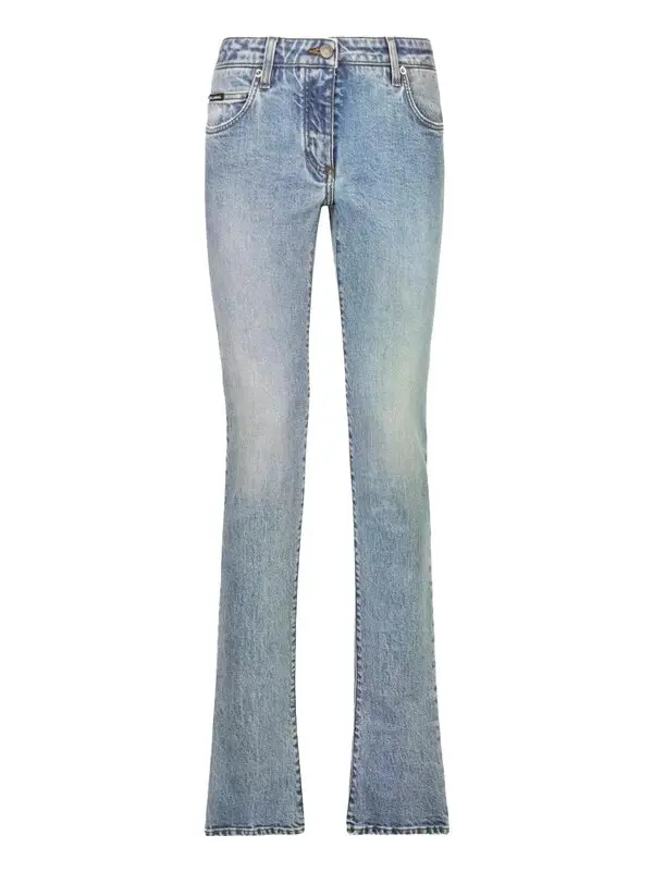 Dolce & Gabbana Logo-patch Low-rise Bootcut Jeans - Blue
