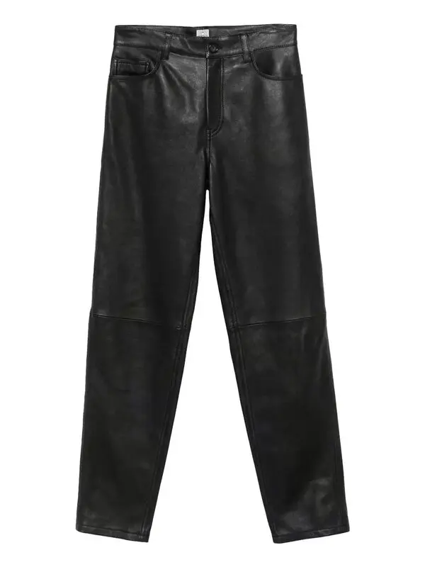 TOTEME 5-pocket Lambskin Trousers - Black