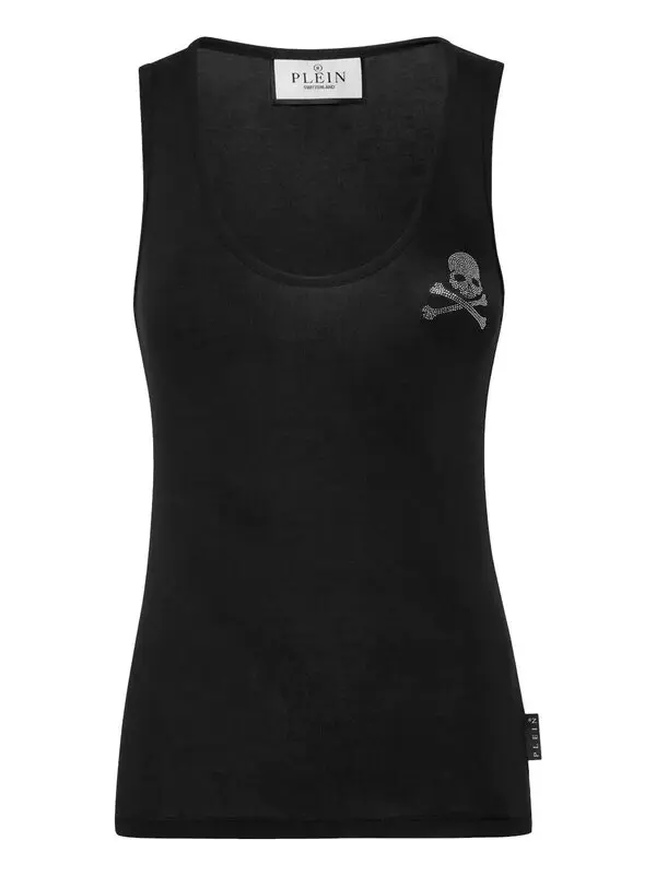 Philipp Plein Crystal-embellished Cotton Tank Top - Black