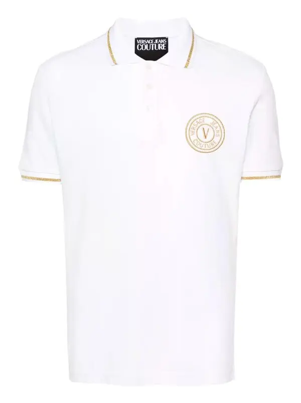Versace Logo-embroidered Cotton Polo Shirt - White