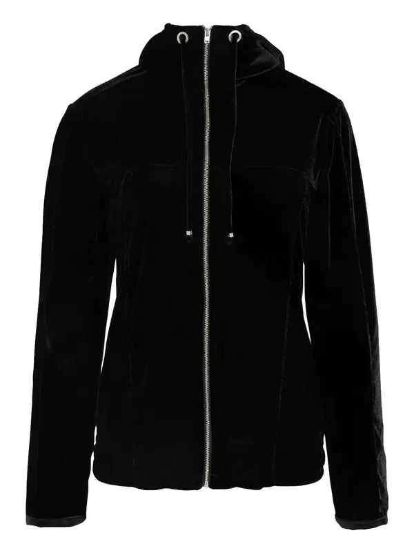 AMIR SLAMA Velour Hooded Jacket - Black