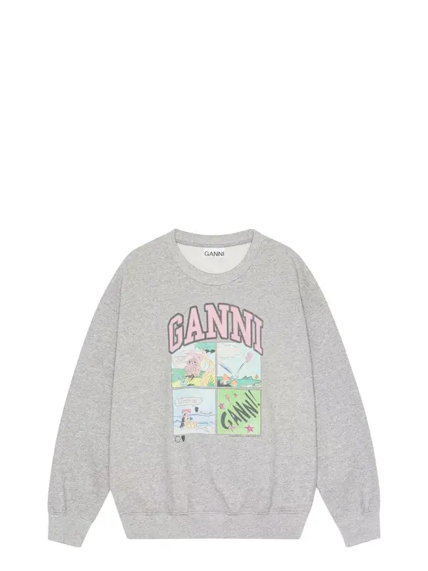 GANNI Graphic Print Sweatshirt - Grey