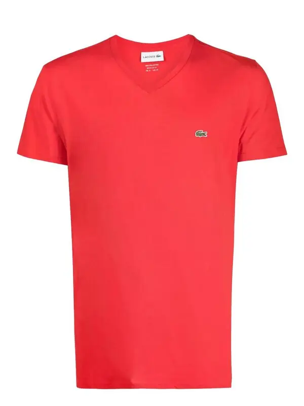 Lacoste Logo-embroidered Cotton T-shirt - Red
