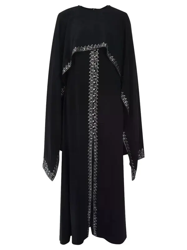 Rabanne Embroidered Long Dress With Detachable Cape - Black