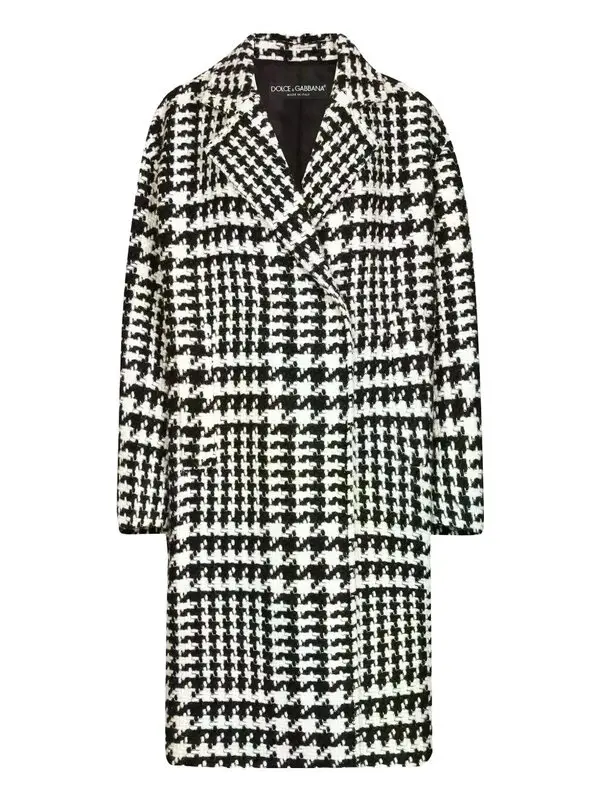 Dolce & Gabbana Houndstooth Pattern Coat - Black