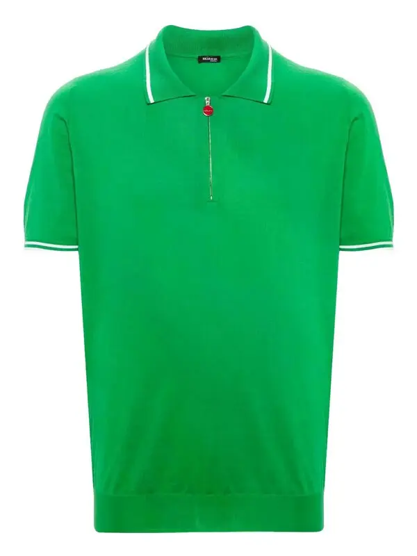 Kiton Striped-edge Cotton Polo Shirt - Green