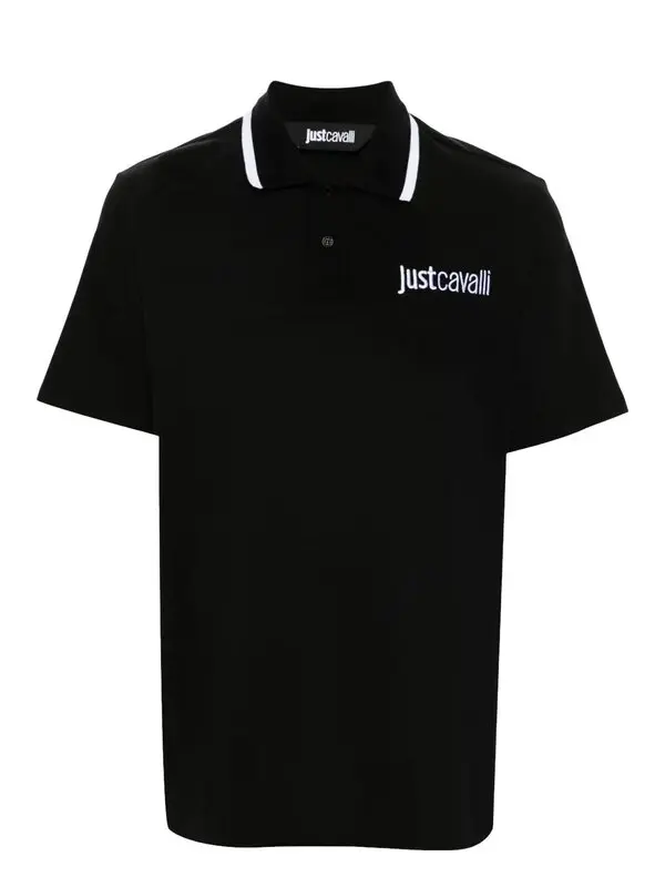Just Cavalli Logo-embroidered Polo Shirt - Black