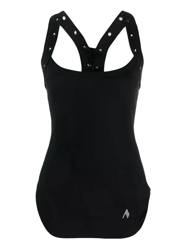 Attico Lace-up Racerback Tank Top - Black