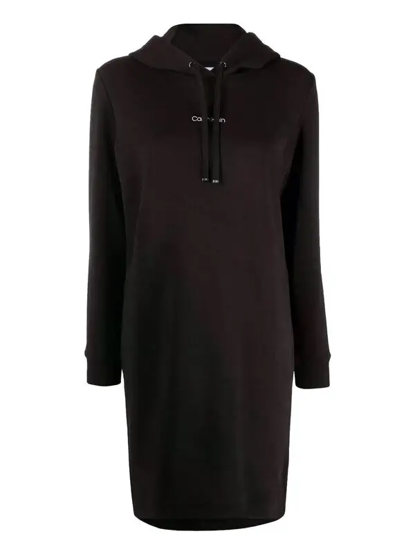 Calvin Klein Logo-print Hoodie Short Dress - Black
