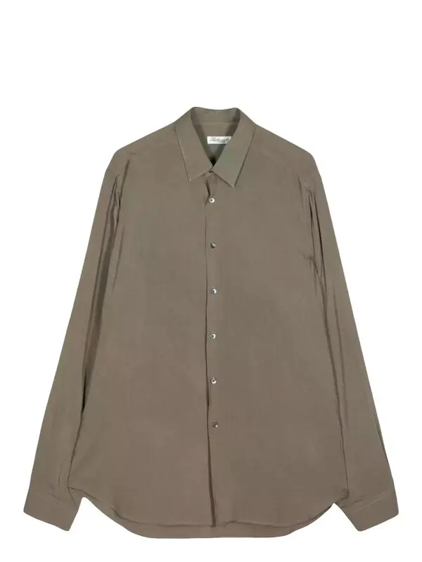 LEATHERSMITH OF LONDON Classic-collar Cotton Shirt - Grey