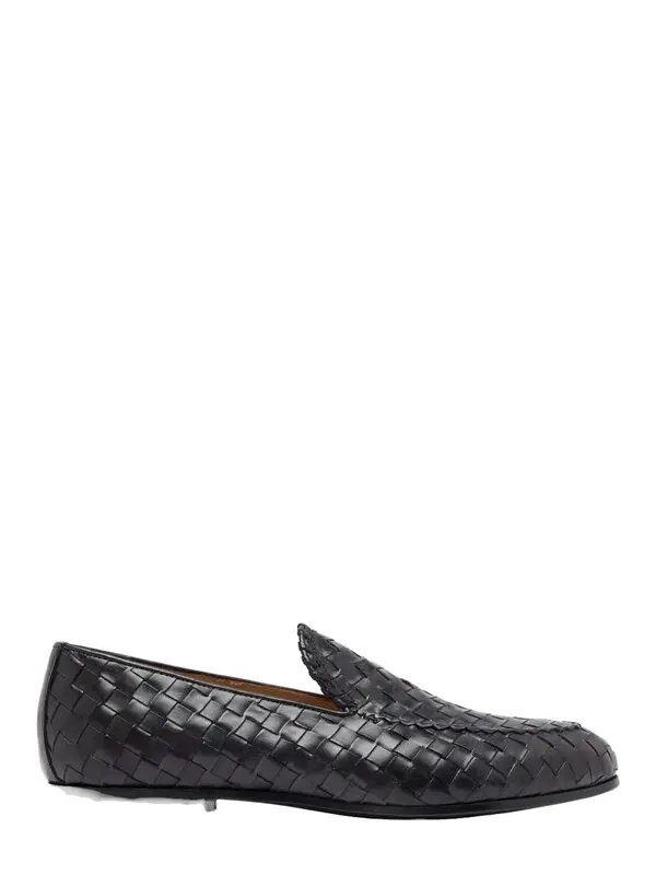 SCAROSSO Vittorio Interwoven Leather Loafers - Black