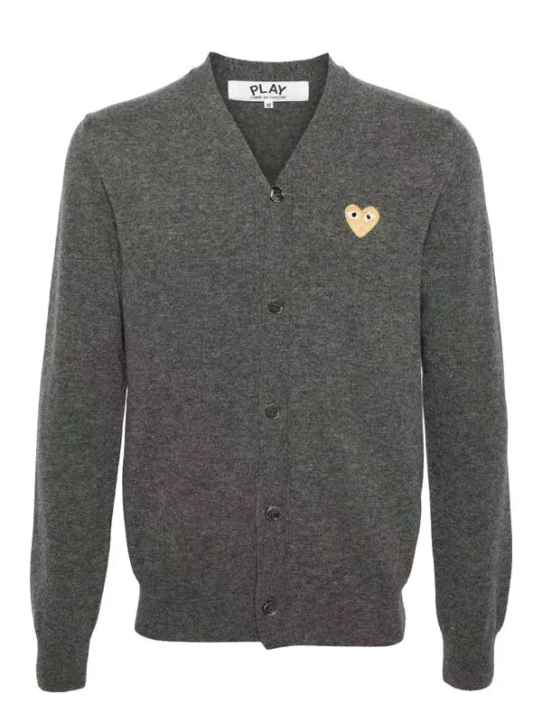 Play Comme Des Garcon Mélange-effect Wool Cardigan - Grey