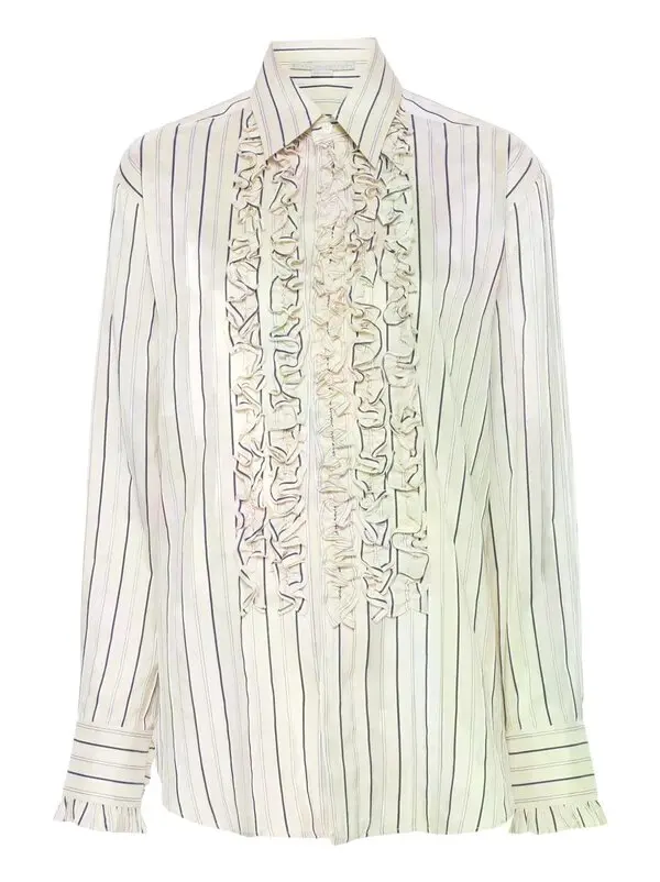 Stella McCartney Striped Ruffled Shirt - Neutrals