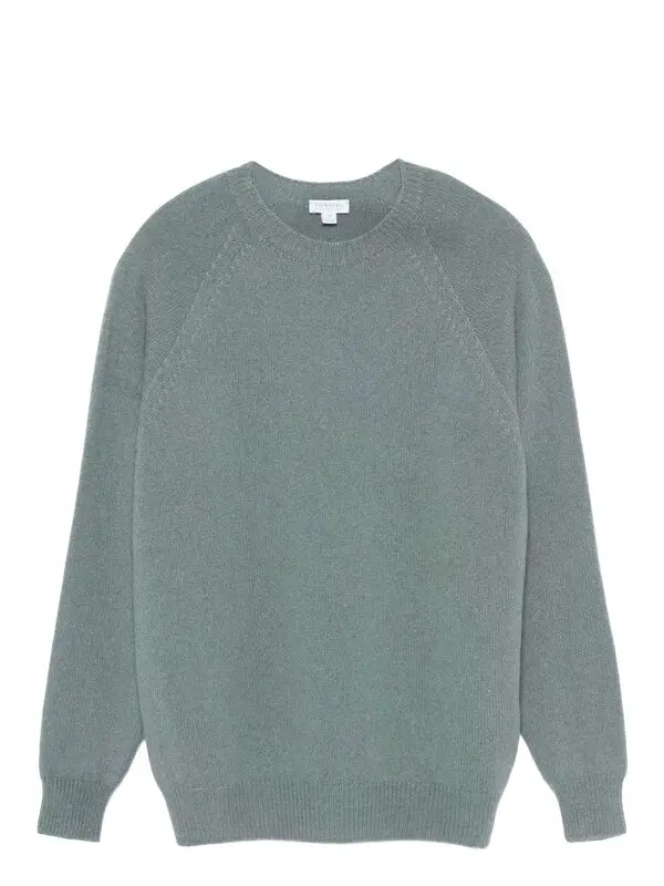 Sunspel Lambswool Crew Neck Sweater - Green