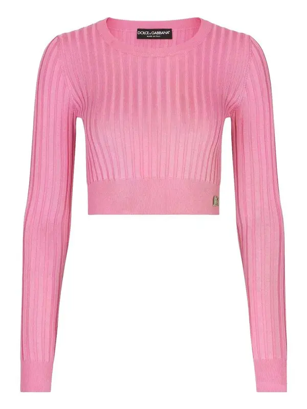 Dolce & Gabbana Dg-plaque Cropped Top - Pink