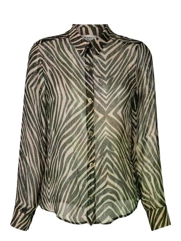 AMIR SLAMA Zebra-print Silk Shirt - Black