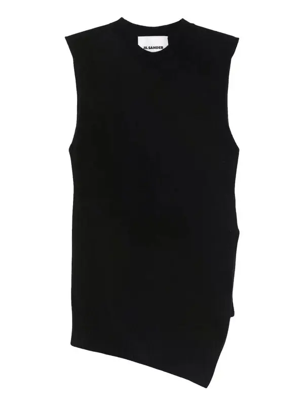 JIL SANDER Sleeveless Vest With Side-slits - Black