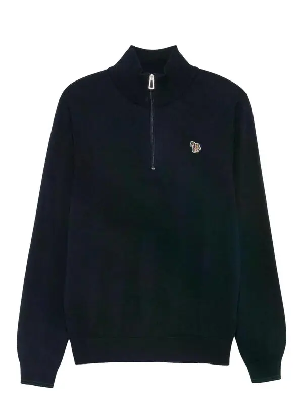 Paul Smith Zebra-motif Cotton-blend Sweater - Blue