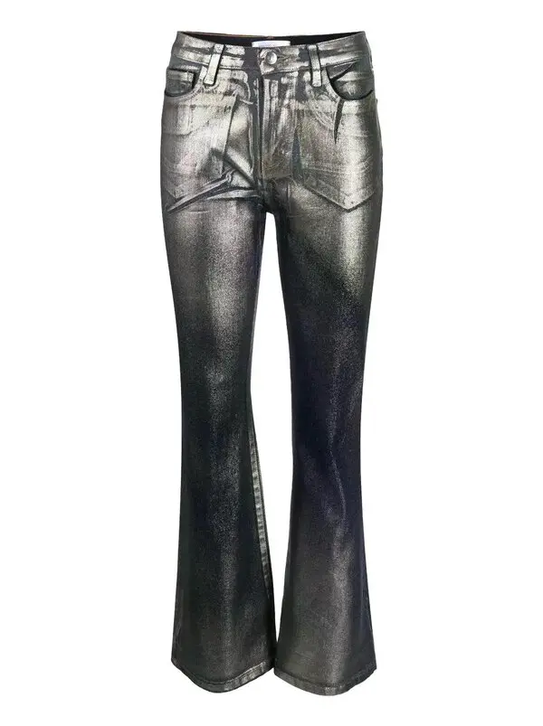 MADISON MAISON Metallic-effect Laminated Jeans - Silver