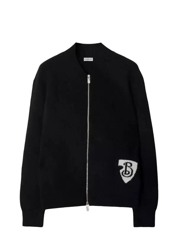 Burberry Shield Intarsia-knit Bomber Jacket - Black