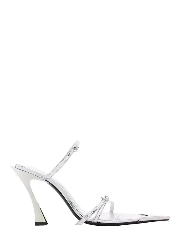 MUGLER 100mm Metallic-leather Mules - Silver