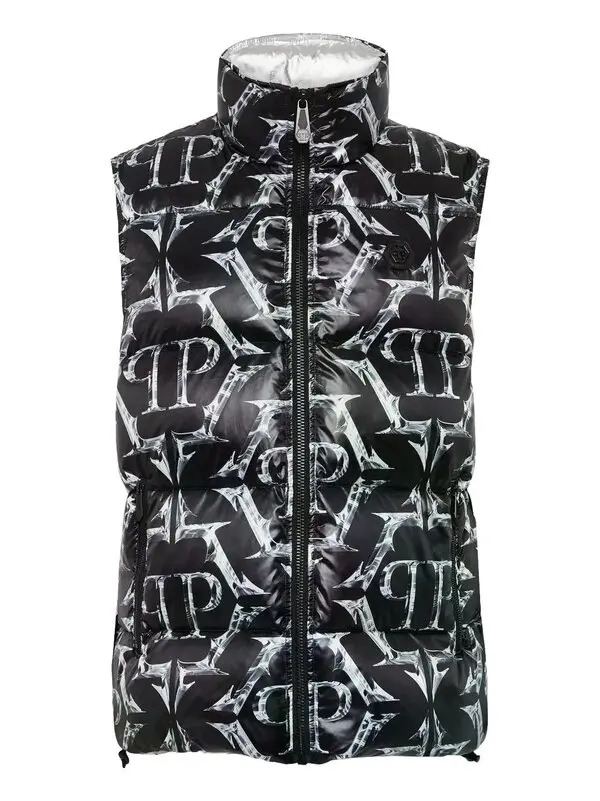Philipp Plein Logo-print Drawstring Padded Gilet - Black