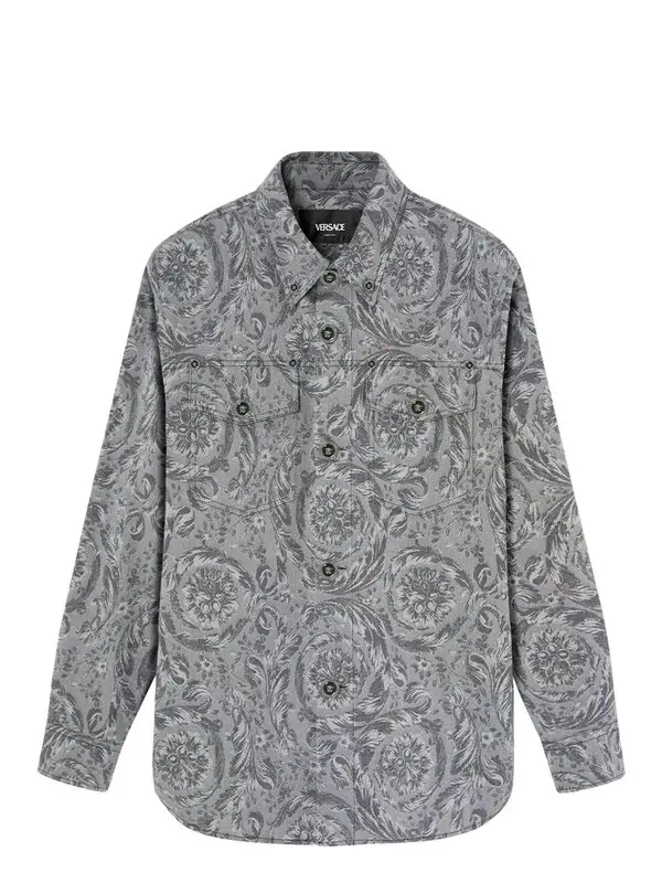 Versace Barocco Jacquard Gabardine Overshirt - Grey