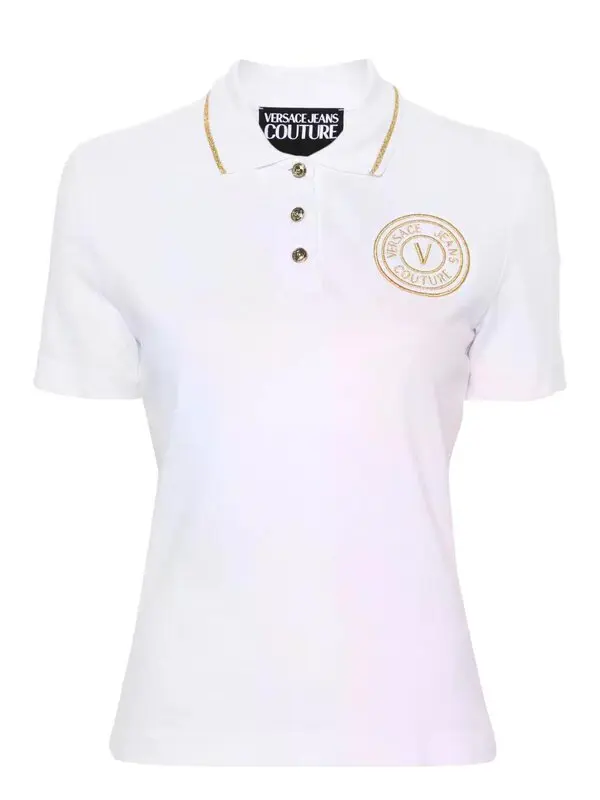 Versace Embroidered-logo Polo Top - White