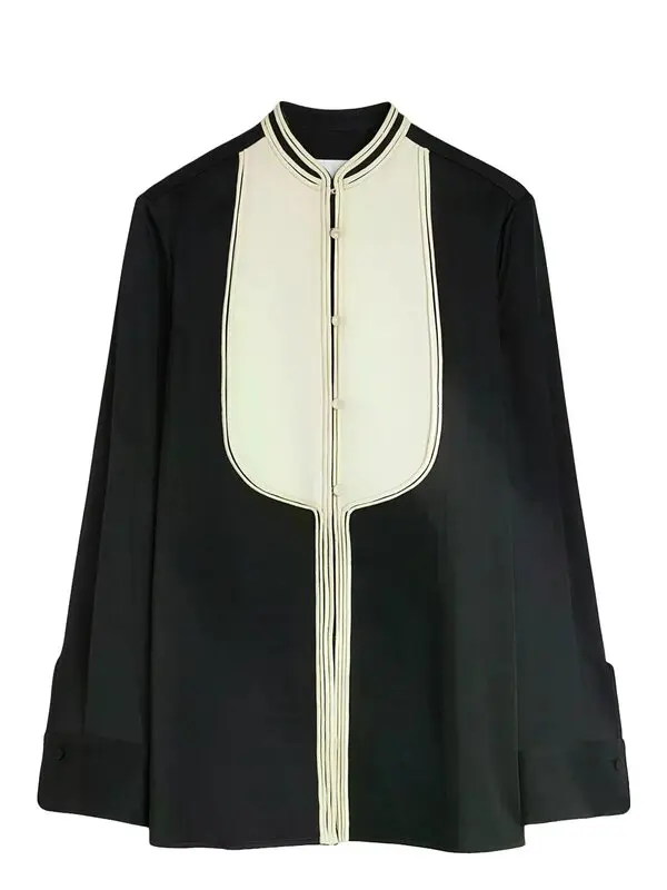 JIL SANDER Contrast-bib Shirt - Black