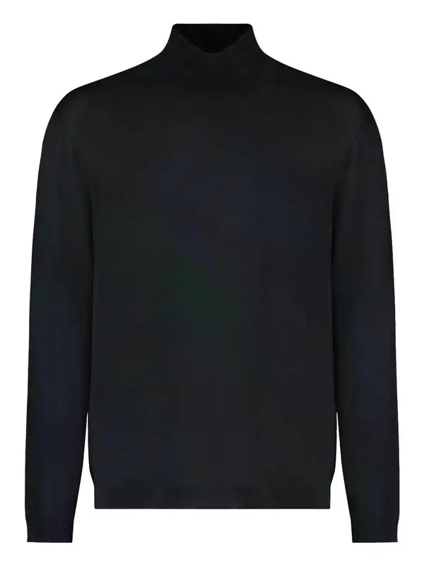 ROBERTO COLLINA Merino Roll Neck Sweater - Black