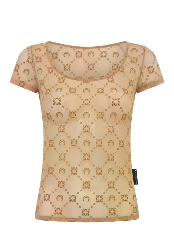 MARINE SERRE Mesh Flocked Top - Neutrals