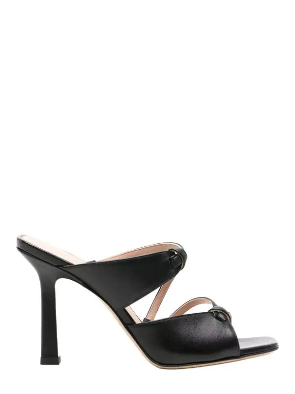 SCAROSSO Zoe Strappy Leather Mules - Black