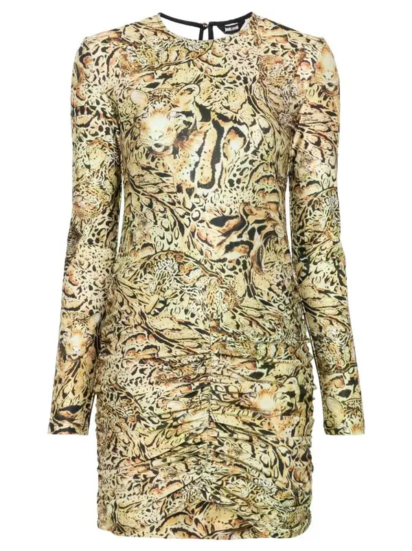 Just Cavalli Tiger-print Mini Dress - Yellow