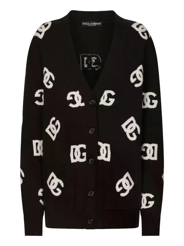 Dolce & Gabbana Dg Monogram Virgin Wool Cardigan - Brown