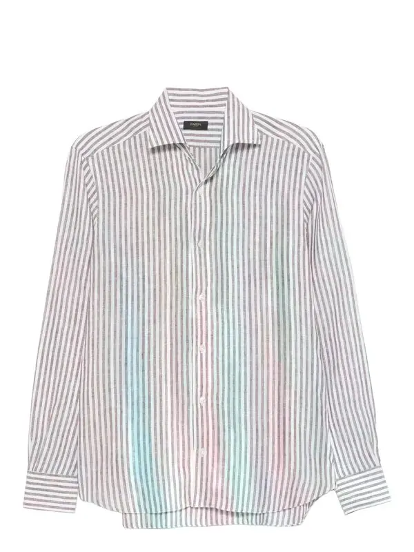 BARBA NAPOLI Striped Shirt - Brown