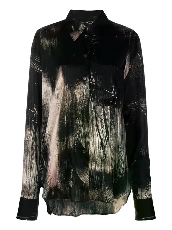 LOUISA BALLOU Abstract-pattern Print Long-sleeve Shirt - Black