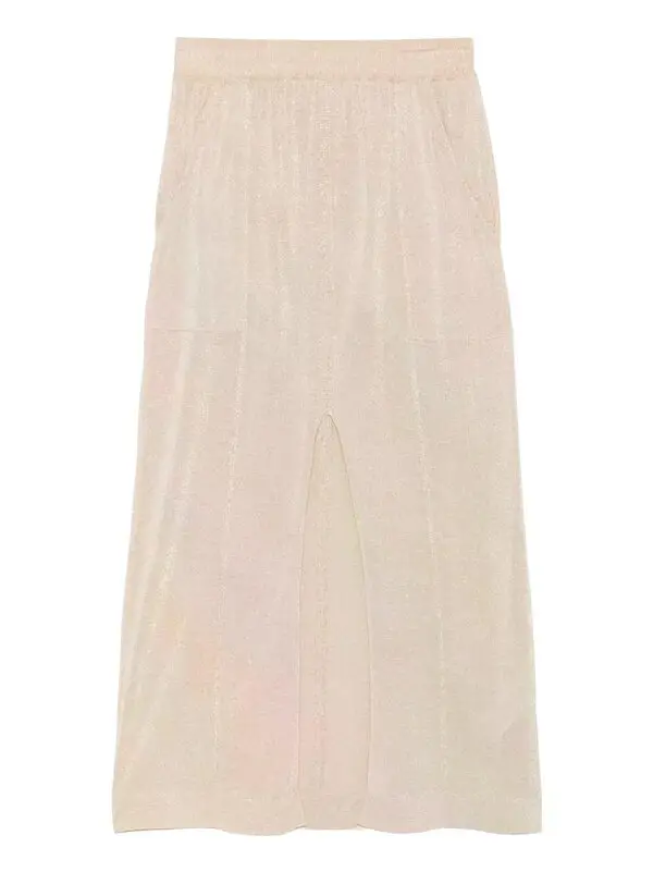 AKEP Lurex-detail Maxi Skirt - Neutrals