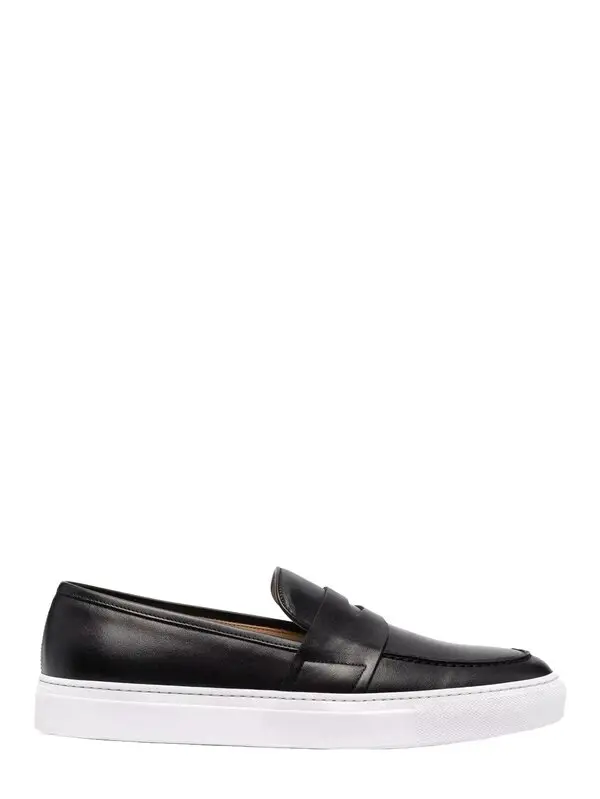 SCAROSSO Alberto Penny Leather Loafers - Black