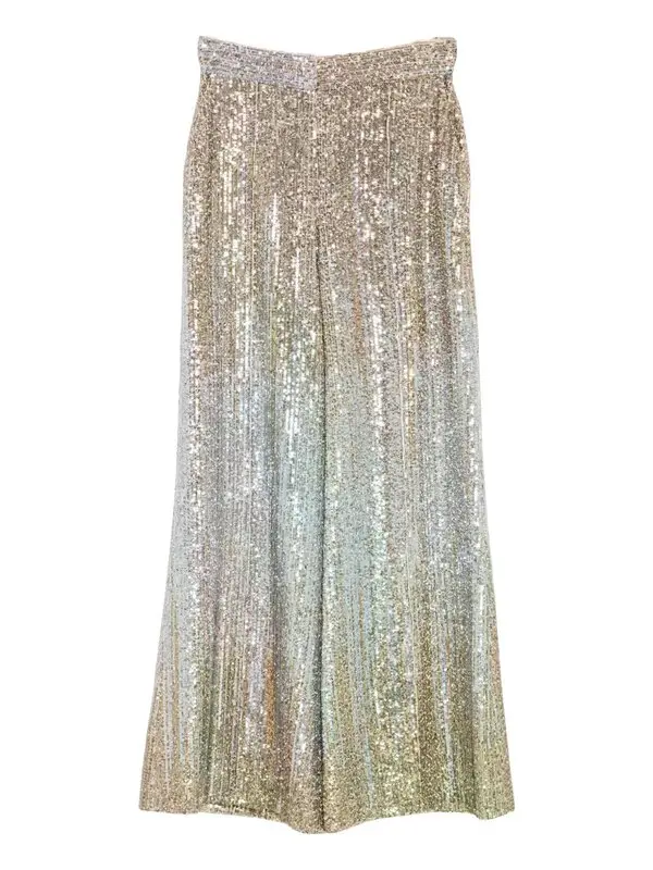 Elie Saab Gradient-sequinned Trousers - Silver