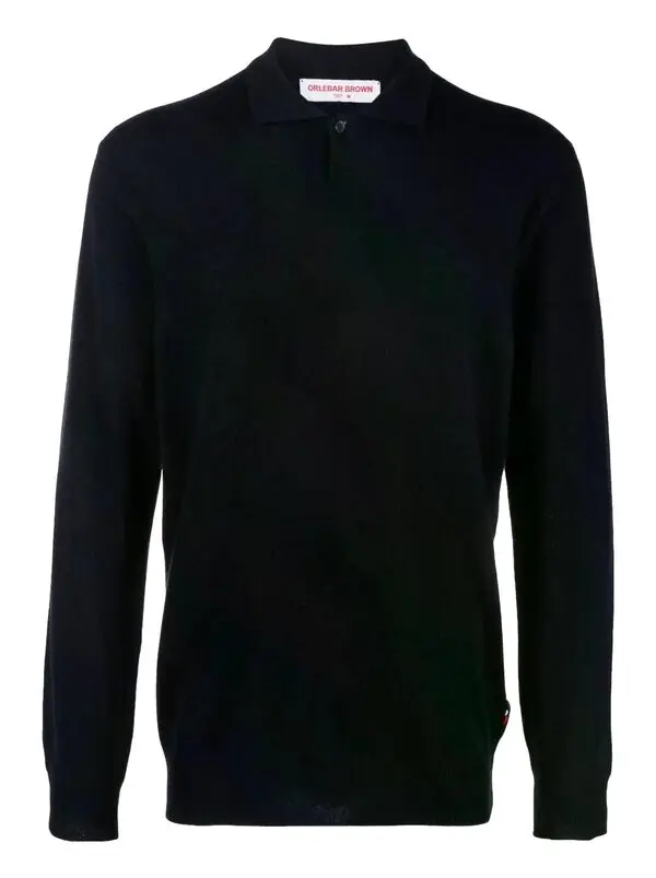 Orlebar Brown Bruno Longsleeved Cashmere Polo Shirt - Blue