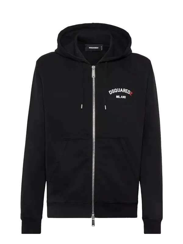 Dsquared2 Logo-print Zip-up Hoodie - Black