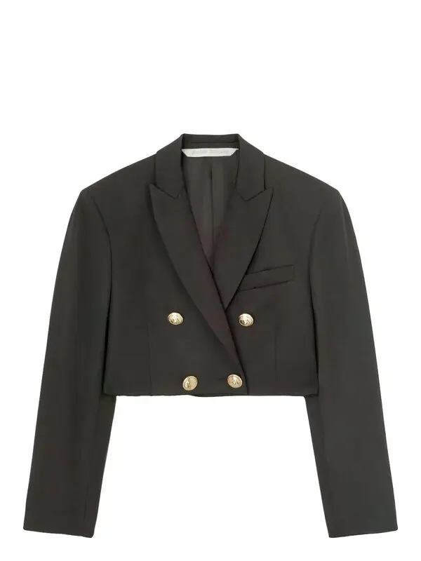 Palm Angels Cropped Double-breasted Blazer - Black
