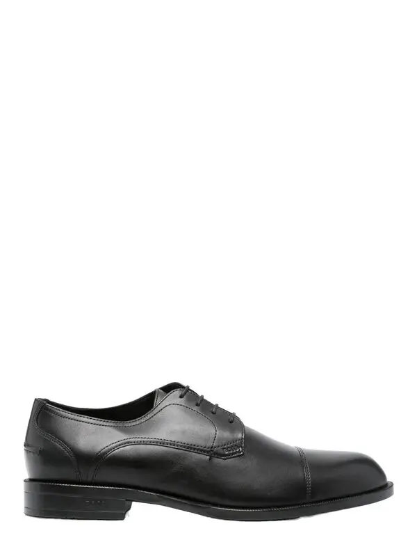 BOSS Logo-debossed Leather Derby Shoes - Black