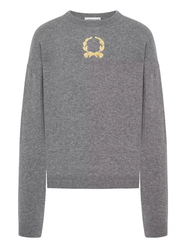 Moschino Laurel Crown-embroidery Sweater - Grey