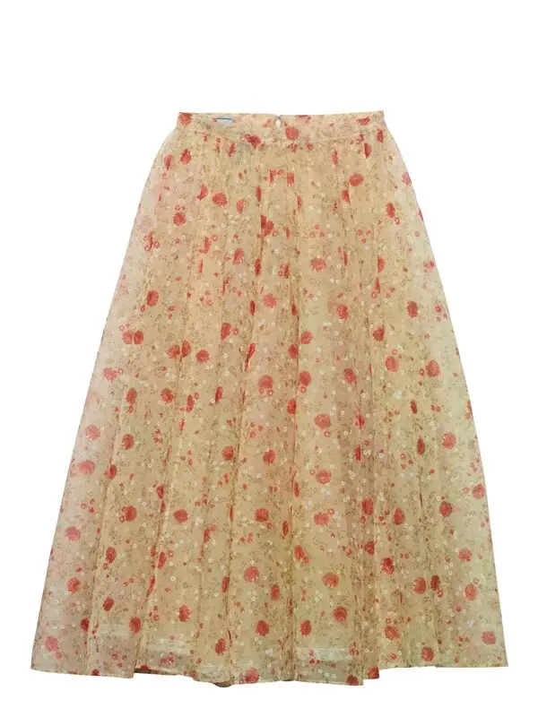 Prada Printed Nylonette Midi Skirt - Red