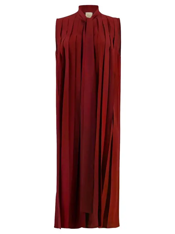 PAULA Pleated Silk Dress - Red