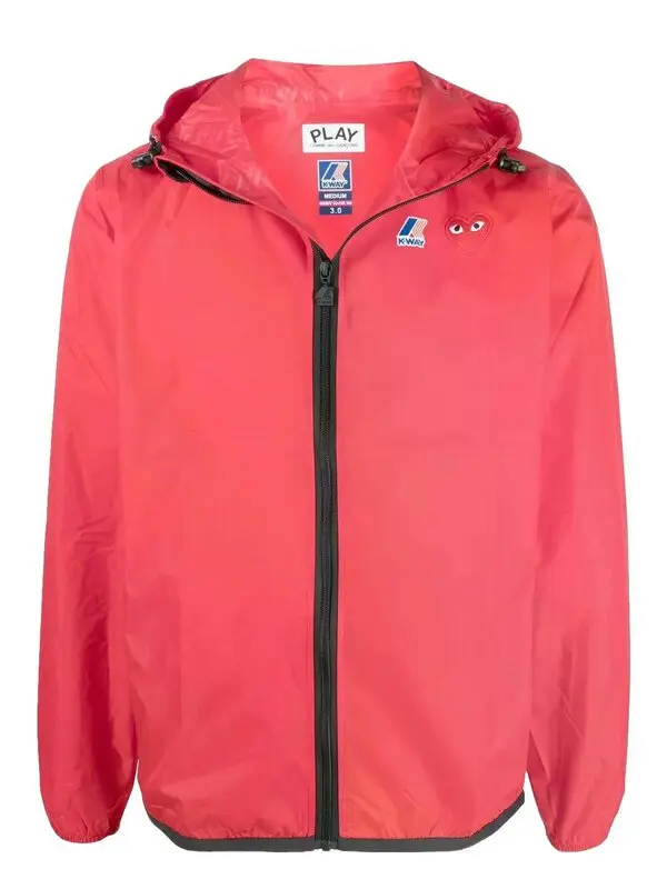 Play Comme Des Garcon X K-way Zip Hooded Jacket - Red